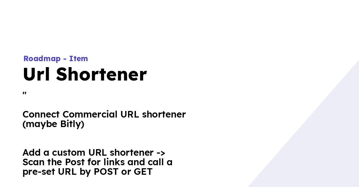 Url Shortener - Mixpost Roadmap