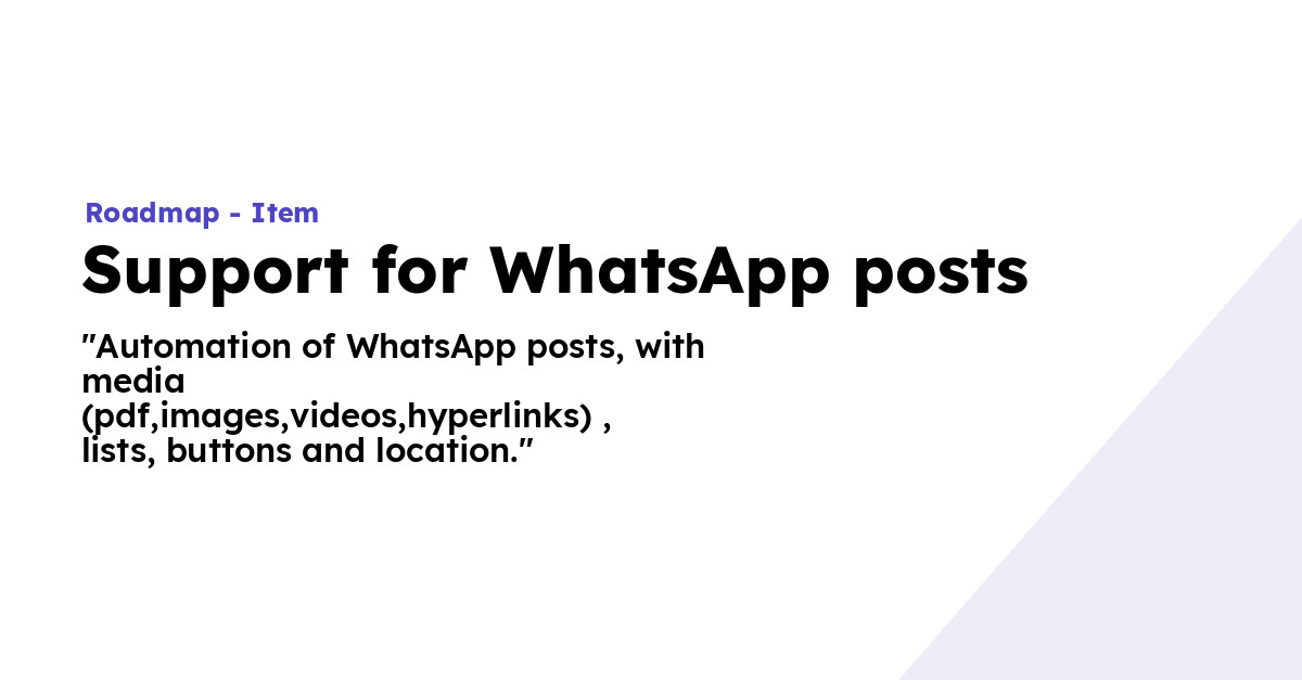 Support for WhatsApp posts - Mixpost Roadmap