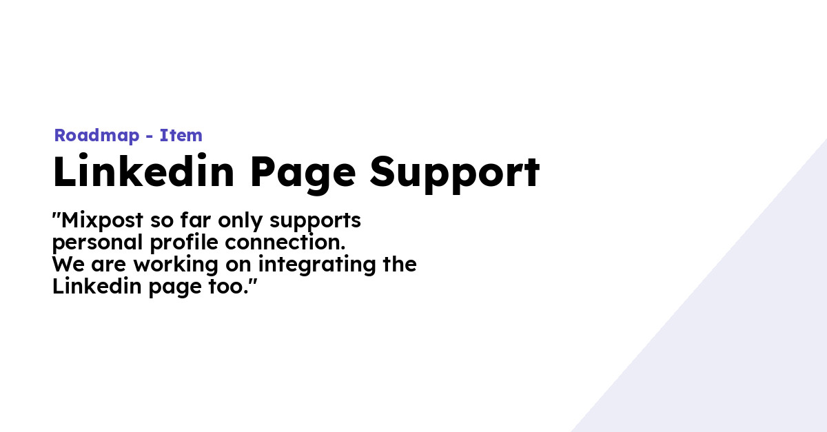 Linkedin Page Support - Mixpost Roadmap